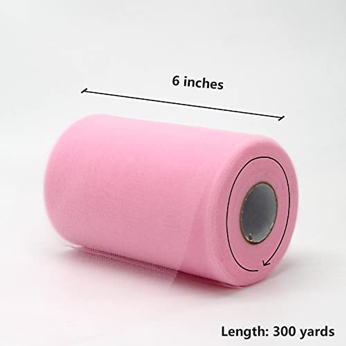Tulle Fabric Rolls by Yards, Tulle Organza Fabric Spool for DIY Decor Wedding Backdrop Crafts Birthday Party Supplies Tulle Spool for Gift Bow Craft Tutu Skirt (6" X 300 Yards, Pink)