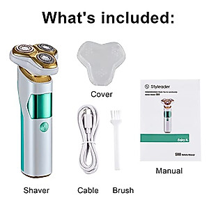 Styleader Aluminum Foil Shaver, with 24K Gold Coated Foil Blade and Popup Beard Trimmer, Rechargeable Electric Razor for Men (White Green)