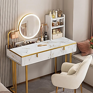 Anmon Marble Contact Paper for Countertop 17.7" x 118", Peel and Stick Wallpaper Thick for Cabinets, Self Adhesive Waterproof Wallpaper, Removable Matte White Gold Marble Wall Paper Roll Kitchen Wall