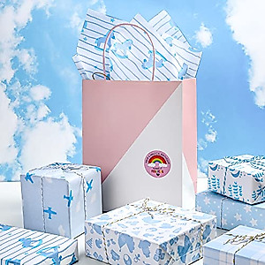 RUSPEPA Wrapping Tissue Paper - Blue Baby Boy Design Tissue Paper Bulk for Gift Wrap, Art Crafts, DIY, Pack Bags, Birthday, Baby Shower and More - 13.7 x 19.6 inches - 90 Sheets