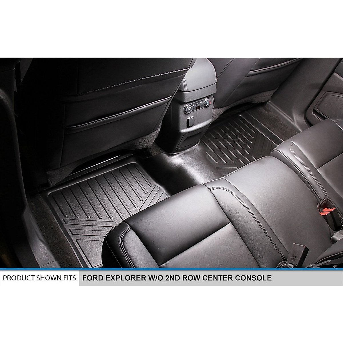 SMARTLINER Custom Fit Floor Mats 2 Row Liner Set Black for 2017-2019 Ford Explorer Without 2nd Row Center Console