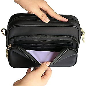 Anti-Theft Waterproof Full Cross-Body Bag with Adjustable Faux Leather Strap (Black)