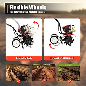 PIAOCAIYIN Gas Mini Tiller Cultivator, 52cc 2-Stroke Rototiller Gas Powered, 1700W Adjustable Garden Tiller Cultivator Tool for Soil Cultivation, Farm Plant Digging, 6500-7000r/Min