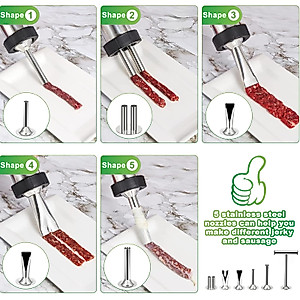 MTOGALT Upgrade Stainless Steel 2 LB Large Capacity Jerky Gun Kit Beef Deer Jerky Sausage Stuffer Meat Gun Jerky Marker Shooter Jerky Kits Sausage Gun Machine with Nozzles Brushes & Meat Pusher