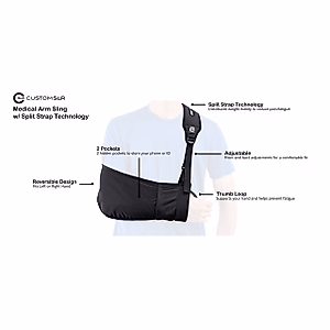 Custom SLR/Healjoy Medical Arm Sling with Split Strap Technology, Ergonomic Design for Men & Women