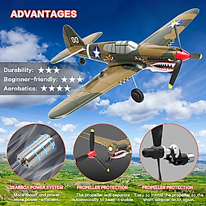 Losbenco RC Plane 4 Channel Remote Control Airplane, Ready to Fly RC Airplane with Xpilot Stabilization System and One Key Aerobatic for Beginners Adult