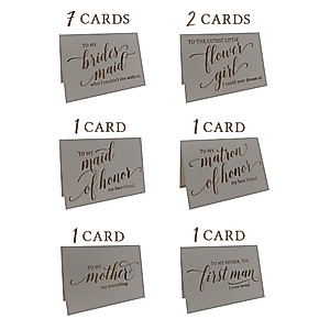 Wedding Party Thank You Cards - Rose Gold Foil Stamped Letterpress - 13 Cards + Envelopes Included for Bridal Party