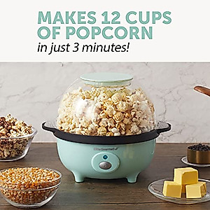 Elite Gourmet Automatic Stirring Popcorn Maker Popper, Electric Hot Oil Popcorn Machine with Measuring Cap & Built-in Reversible Serving Bowl, Great for Home Party Kids, Safety ETL Approved, Mint