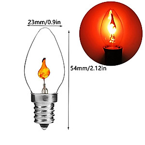 Flickering Flame Light Bulbs C7 Flame Shaped E12 Candelabra Base Flicker Chandelier Flame Effect Replacement Bulb Christmas Candle Lights Decorative Night Light for Halloween Party Christmas, 12 Pack