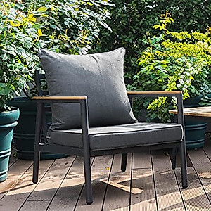 All Smiles Outdoor Seat Cushions for Patio Furniture Set of 24x24 Inch for Waterproof Replacement Cushions with Removable Cover for Chair Yard Garden Deck，Dark Gray