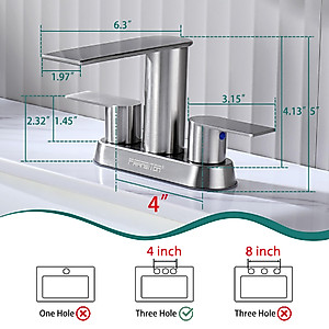 FRANSITON Waterfall Bathroom Faucet Lavatory 2 Handle 3 Hole 4 Inch Bathroom Sink Faucet Washbasin Faucet with Deck and Pop-up Drain Brushed Nickel Centerset Bathroom Faucet