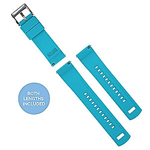 BARTON WATCH BANDS Quick Release Elite Silicone Watch Bands, Black Top/Aqua Blue Bottom, 20mm