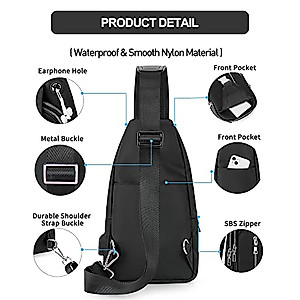 SEAFEW Small Black Tactical Sling Bag Crossbody Backpack Shoulder Bag for Men Women, Daypack Anti-Theft Cross Body Motorcycle Chest Bags, One Strap Backpack for Walking Biking Travel Cycling