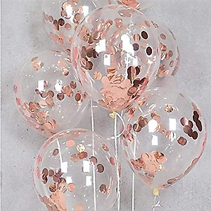 Soonlyn Rose Gold Balloons 140 Pack 12 Inch Gold and Pink Balloons and Pink Confetti Balloons Garland Arch Kit for Bridal Shower Baby Shower Party Decoration
