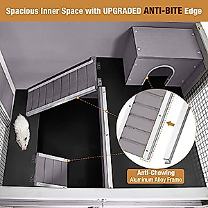 Large Hamster Cage Wooden Guinea Pig Cage, Animal Cage for Rat, Chinchilla, Squirrel, Gerbil, Rabbit, 2-Level Indoor Small Animal Pet Cage with Storage Shelf