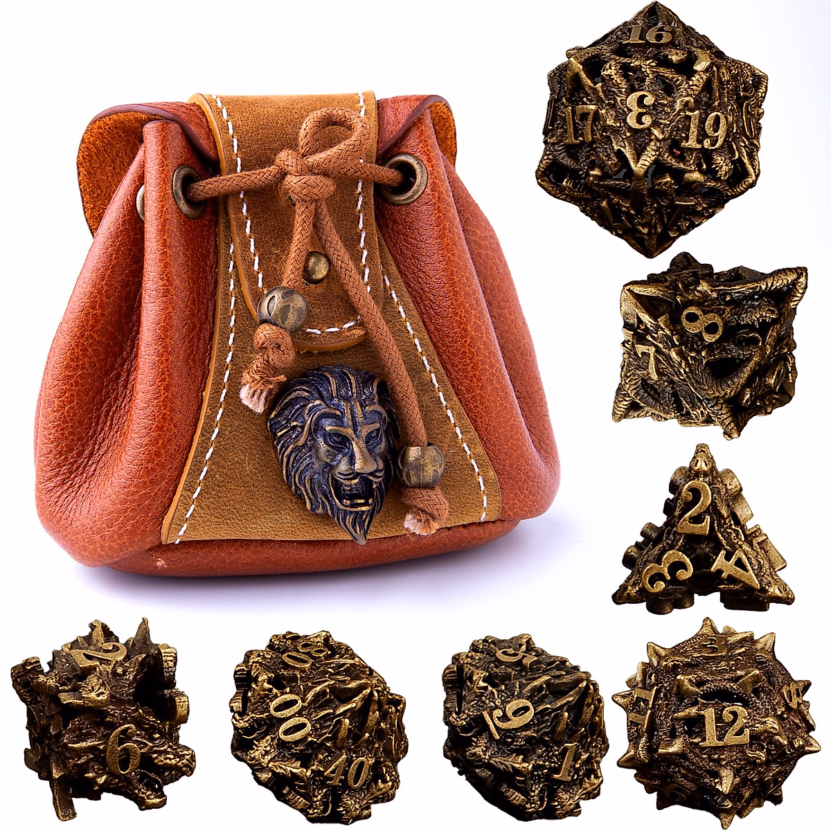 JOYLORD Hollow Metal DND Dice Set - Dragon Head Design for Dungeons &Dragons- Metal Dice Set with Unique Numbers,Unforgettable Dungeons and Dragons Gifts