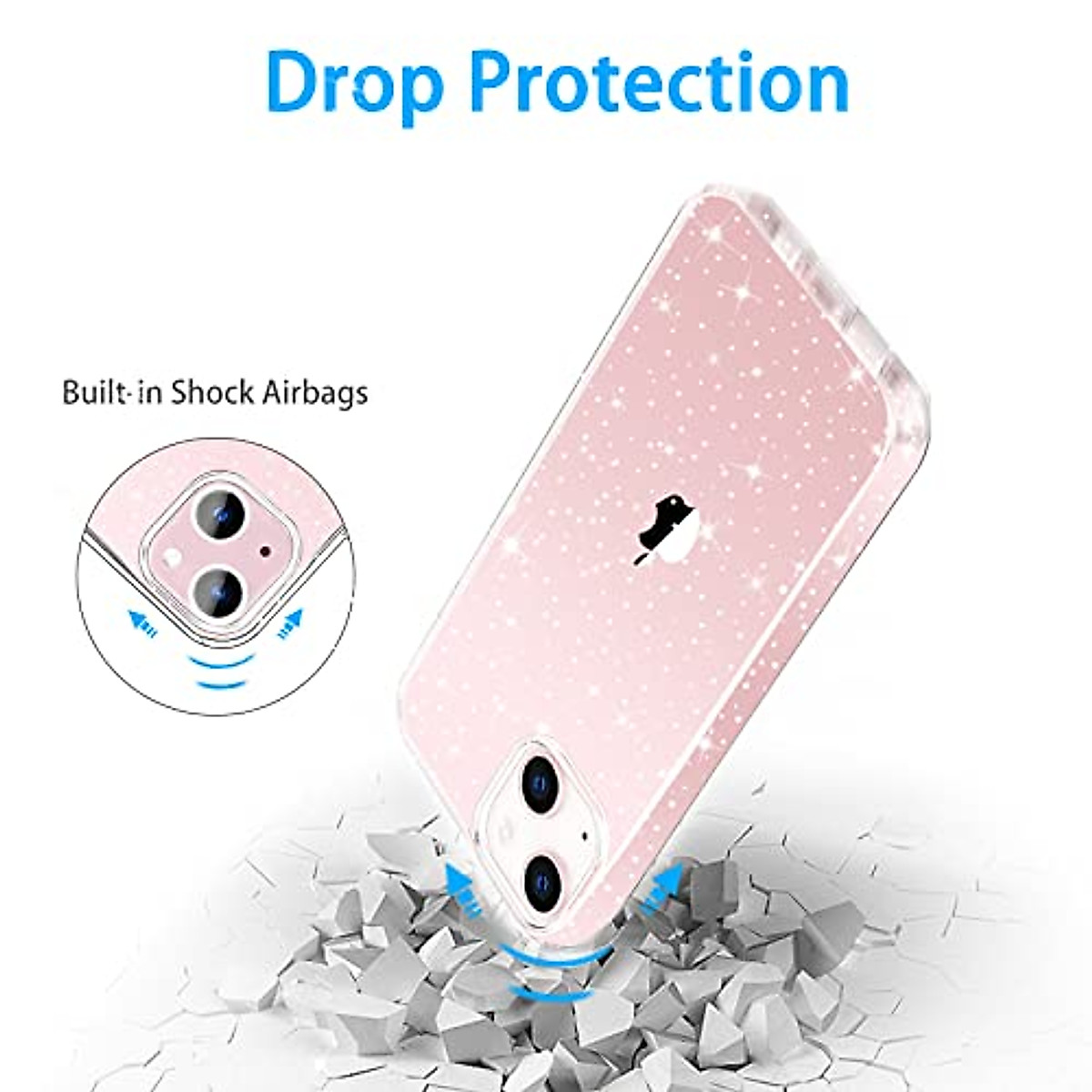 JJGoo Compatible with iPhone 13 Case, Clear Glitter Soft TPU Shockproof Protective Bumper Cover, Sparkle Bling Sparkly Cute Slim Women Girls Phone Case for iPhone 13, 6.1inch