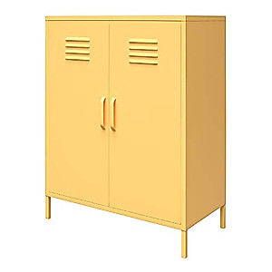 Novogratz Cache 2 Door Metal Locker Storage, Yellow Cabinet