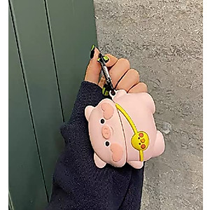 TIVSIYAEVV Compatible for AirPods Pro 2 Case Cover with Keychain, Cartoon Shockproof Protective Silicone 3D Cute Designed Charging Case for Girls Women Men, Pink Pig