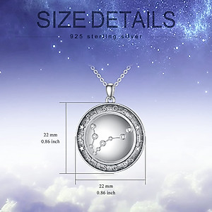 Diamond Zodiac Necklace Sterling Silver Natural Round Diamond pendant Necklace Constellation Jewelry for Women