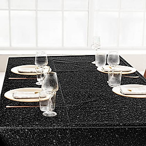 3 Pcs Black Sequin Glitter Tablecloth 54 x 108 Inch Sparkly Shimmer Shiny Waterproof Rectangle Table Cover for Wedding Birthday Graduation Decorations