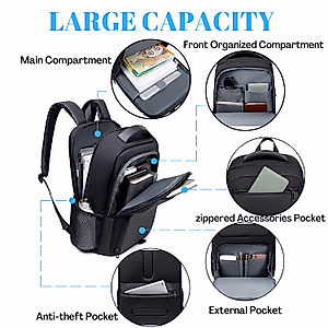 Travel Laptop Backpack, Anti Theft Backpack for Men Women with USB Charging Port, Water Resistant Computer Backpacks Bag Fits 15.6 Inch Computer and Notebook