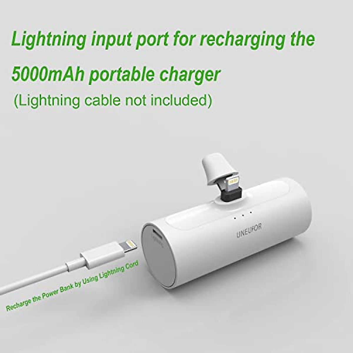 Mini Portable Charger Built in Cable 5000mAh Power Bank Ultra-Compact Battery Pack Phone Charger Portable Fast Charging Compatible with iPhone 14/14 Pro Max/13/13 Mini/13 Pro Max/12/12 (White)