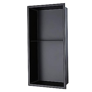 DecoMust 24“ X 12” Stainless Steel Shower Niche Modern and Elegant Design, Easy to Install, Perfect for Shampoo and Soap Storage (Matte Black)
