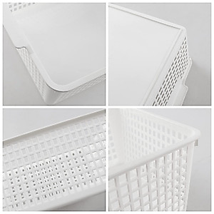 Joyeen 3 Packs Large Organizer Baskets Bins, Plastic Storage Basket (White)