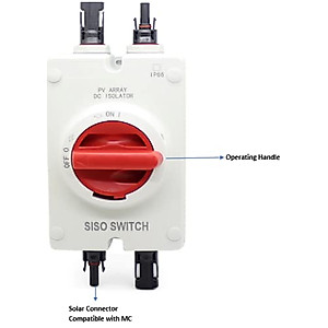 Solar 32A PV DC Switch Disconnector with Waterproof IP66 Isolator for Off/On-Grid Solar Power System RV, Boat, Residential, Commercial Solar Installations