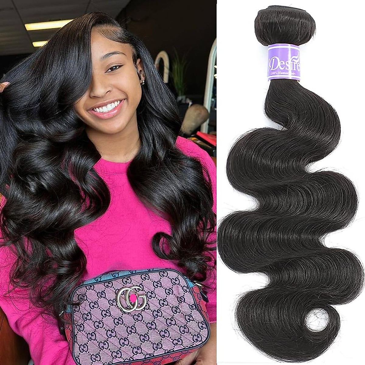 UDesire 12A Brazilian Body Wave One Bundle 18inch 100% Unprocessed Brazilian Virgin Body Wave Human Hair for Black Women Natural Black Brazilian Body Wave Human Hair Weft