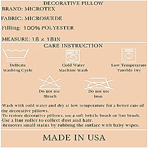 Microtex innovation- Set of 2 Throw Pillows with Stuffing Included, 18x18 Bed Pillows, Filled Embroidered Accent Cushions for Home Décor, Filling 100% Polyester Fiber, Made in USA (Brown)