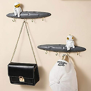 DOITOOL Wall Mounted Coat Hooks Heavy Duty Astronaut Design Metal Coat Hook Rail for Hanging Coat Hat Purse Key Towel Entryway (Random Style)