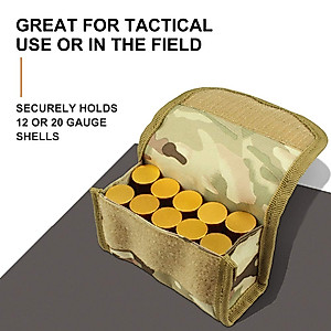 Gexgune Tactical 10 Rounds Shotshell Reload Holder Molle Pouch for 12 Gauge/20G Magazine Ammo Round Cartridge Holder Tactical Pouch