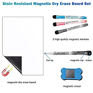 Whiteboard Magnetic Dry Erase Board Self Adhesive for Any Smooth Surface with New Stain Resistant Technology,Home Kitchen Fridge Shopping List and Office Notice Board (12” X 8”)