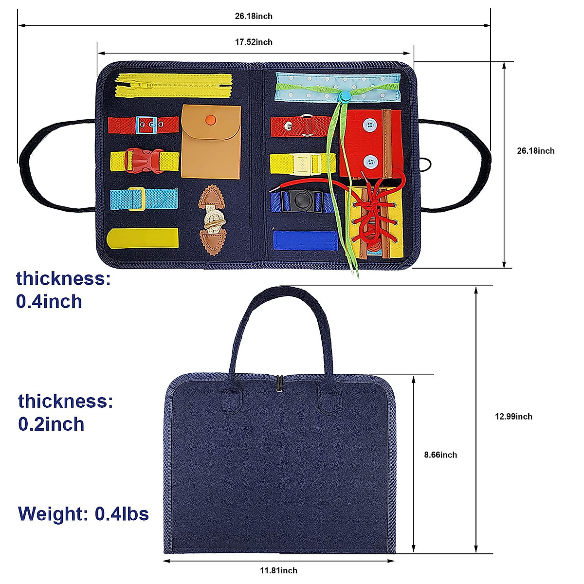 Visen Toddler Busy Board Toys,Preschool Educational Learning Toys,Kids Learn to Dress Buckle Basic Skills,Montessori Toys for Toddlers,Sensory Toys for Toddlers 1-6 Year Old Boys/Girls Gift