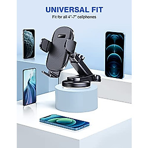 Ruiwwo Phone Mount for Car, Car Phone Holder Dashboard & Windshield, [Strong Suction] Universal Cell Phone Holder Car Compatible with iPhone 13 Pro Max/12/11/XS/8 and More