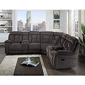 Hollywood Decor Gavar Reclining Sectional Sofa in Grey Fabric