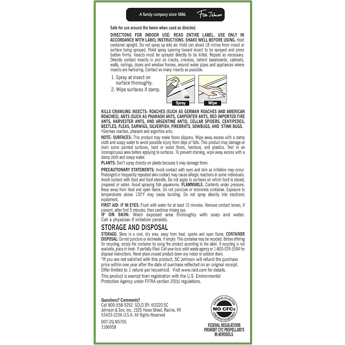 Raid Essentials Ant Spider, and Roach Killer Aerosol Spray, Child & Pet Safe, Kills Insects Quickly, 10 Ounce