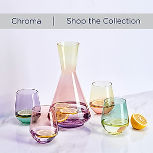 Mikasa Chroma Set of 4 Stemless Wine Glasses, 13 Ounce, Rainbow