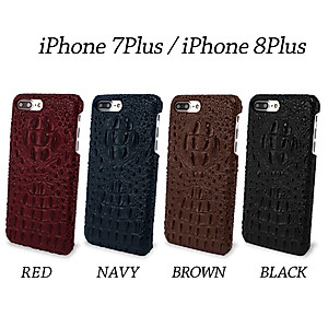 White Nuts wn-0000616-yk iPhone 8 Plus 7 Plus Alligator Pattern, Genuine Leather Case, Navy, Case Cover, iPhone 7 Plus, iPhone 8 Plus, Alligator Pattern, Leather Case, Slim, Fits in Your Hands