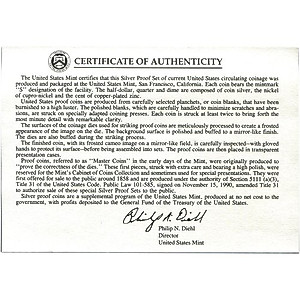 1998 US Mint Premier Silver Proof Set