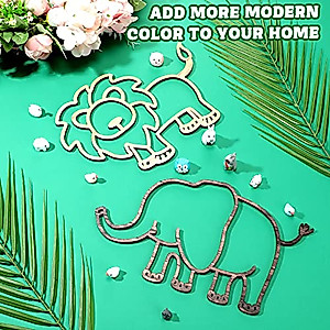 6 Pcs Jungle Animal Woodland Decor Wooden Woodland Animal Safari Nursery Wall Art Animal Theme Wall Decor for Baby Shower Gifts Bedroom Playroom Toddler Classroom Decorations (Jungle)