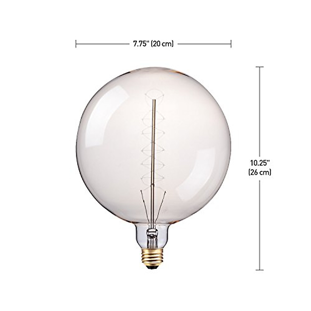 Globe Electric Oversized Round Vintage 100W Clear Glass Dimmable Incandescent Light Bulb, E26 Base, 400 Lumens, 80128