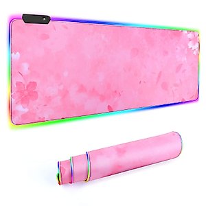 RGB Gaming Mouse Pad, Large Led Mouse Pad with 12 Lighting Modes, Gaming Keyboard Non-Slip Rubber Base PC Gaming Desk Pad,High-Performance Pad Optimized for Gamer,31.5x11.8 inch (Pink)