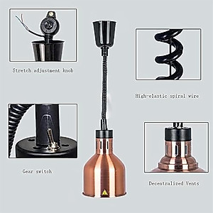 Food Heating Lamp, Kitchen Heat Lamp Food Warmer, Commercial Catering Food Heat Warmer Lamp, Food Warming Lamp for Hotel Kitchen Buffet Restaurant,