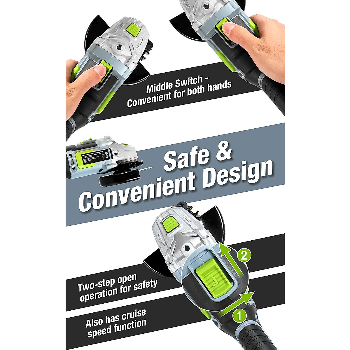 WORKPRO 20V Cordless Angle Grinder Kit, 4-1/2 Inch, Lightweight Angle Grinder Tool w/ 4.0Ah Lithium-Ion Battery & Fast Charger, Ergonomic Button Position for Reducing Hand Pressure