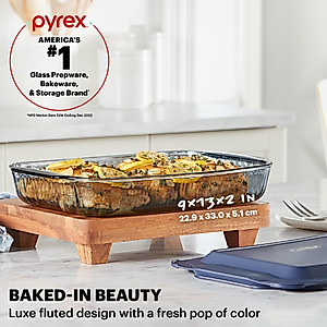 Pyrex Colors (9"x13") Tinted Glass Baking Dish with BPA-Free Lid, Oblong Bakeware Glass Pan For Casserole & Lasagna, Dishwasher, Freezer, Microwave and Pre-Heated Oven Safe, Smoke
