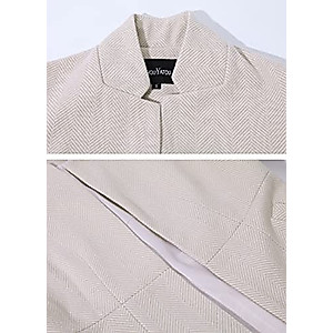 chouyatou Women's Casual Business Open Front Long Sleeve Notch Lapel Office Blazer Jacket (Medium, Apricot)