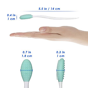 AUTOWT Dog Toothbrush, 4 Packs Silicone Pro Double-Sided Soft Comfort Gentle Dental Brushes Set Kit with 5.7 inches Curved Long Handle for Puppy Small Medium Dogs Cats Most Pet (Set 1)